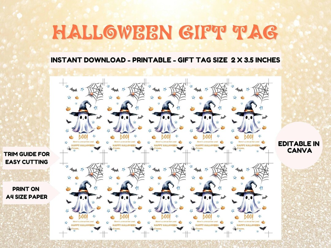 Halloween Printable Gift Tags Personalized Trick or Treat Favor Tags ...