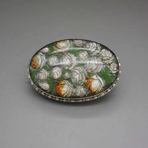 Antique 800 Silver Pin Brooch, Rose Flower Ornament B… - Gem