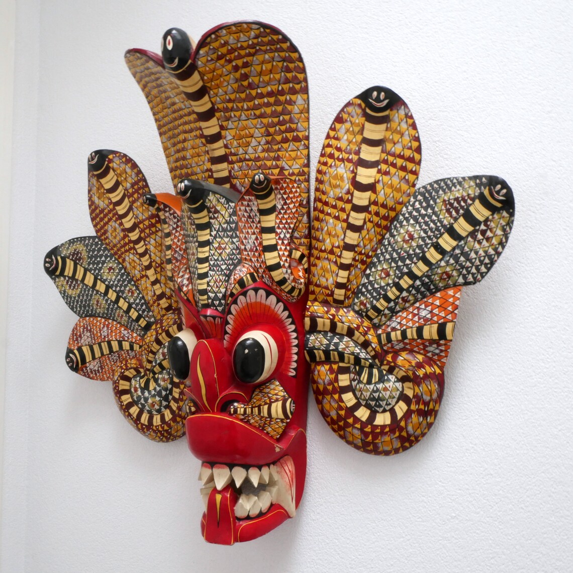 XXL Tribal Carved Wooden Mask H63cm Snake Demon Naga Raksha | Etsy