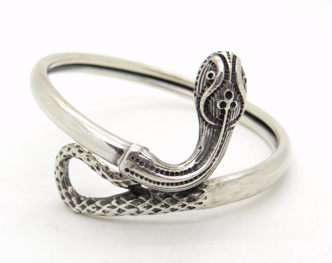 Snake Bracelet Antique Sterling Silver Cuff Bracelet - Etsy