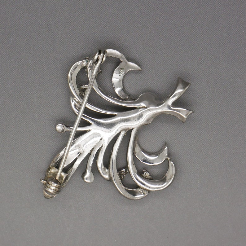 Antique Marcasite Pin Hallmarked Silver Brooch Leaf Flower - Etsy