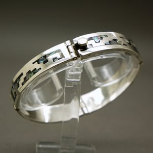 Mexican Sterling Silver Bracelet With Abalone Shell Inlay, Ethnic ...