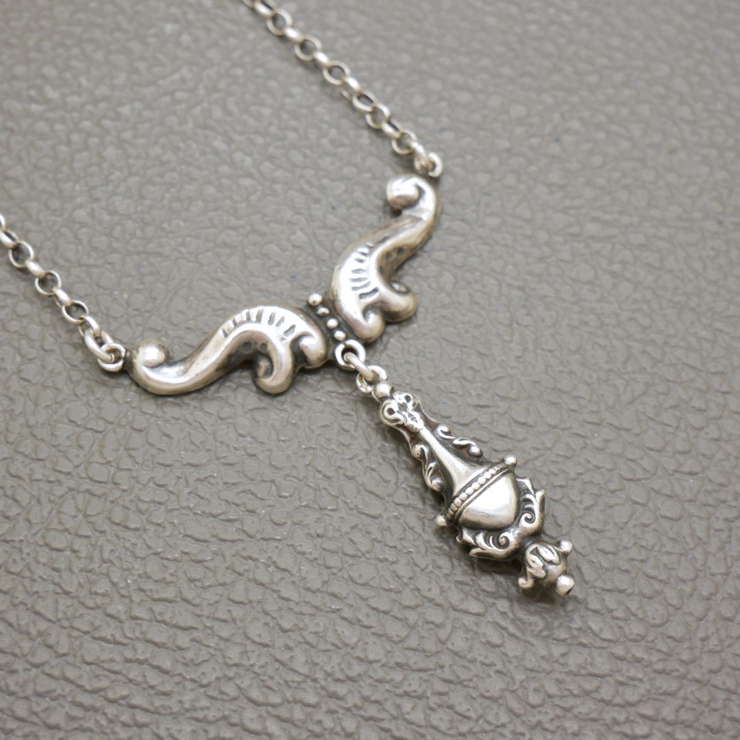 Vintage 835 Silver Bib Necklace: 1950s Dutch Biedermeier Revival ...