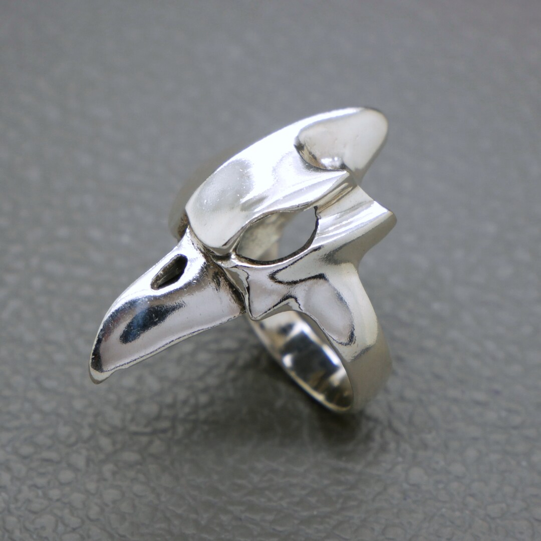 Vintage Solid Silver Raven Skull Ring Size 5.75, Viking Crow Skull Ring ...