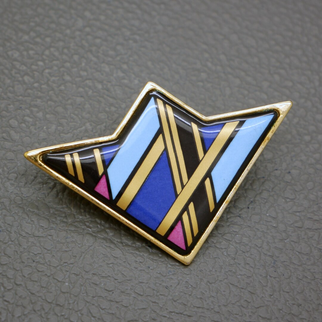 Michaela Frey Enamel Brooch - Gold Plated Geometric Art Deco Design ...