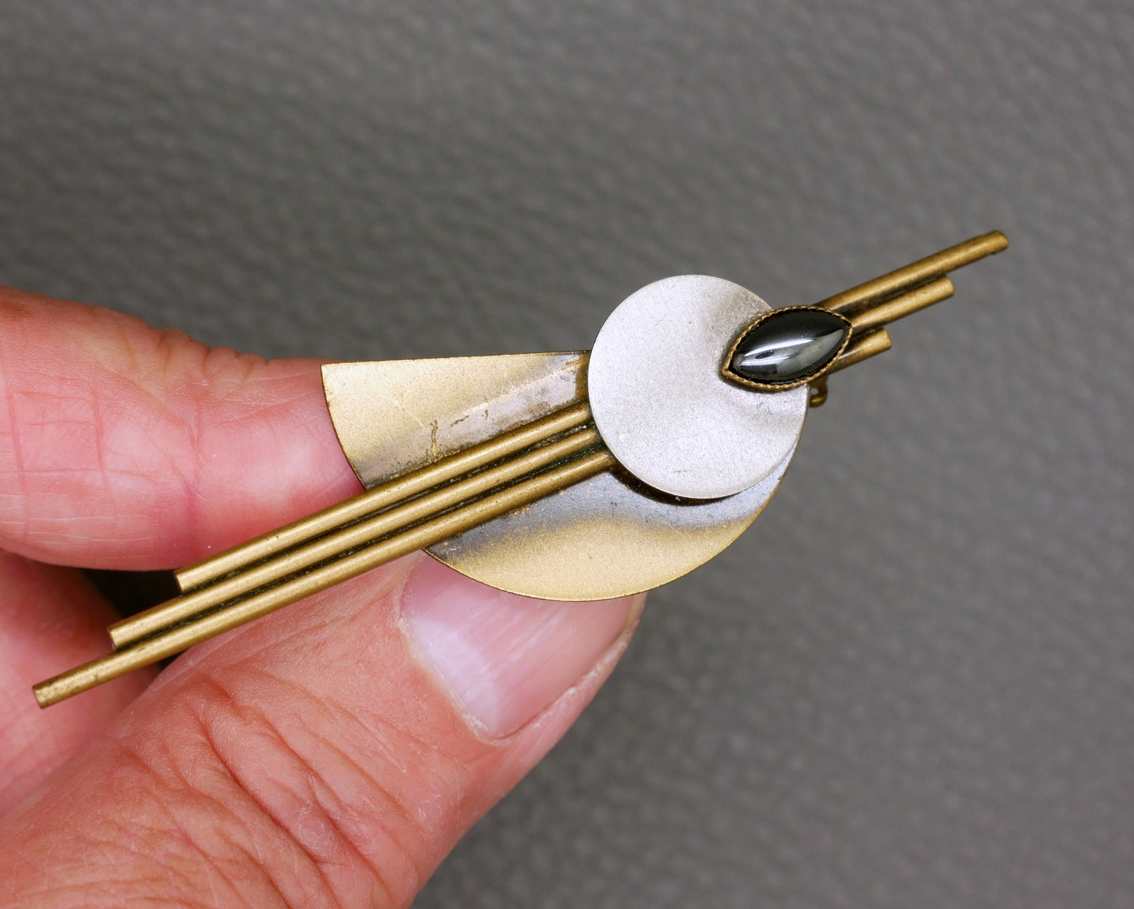 Antique Brass Pin Brooch Abstract Design 1920's Art Deco - Etsy