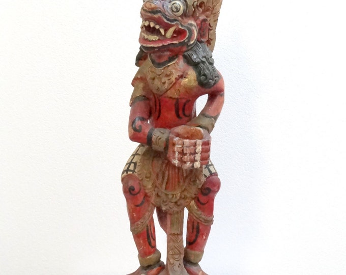 Hanuman 26 Inch Antique Carved Polychrome Wood Statue Balinese Monkey ...