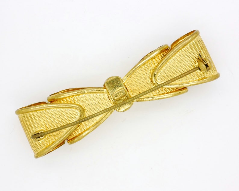 Large Golden Bow Pin Brooch Gold Tone Brass Brooch Mid - Etsy