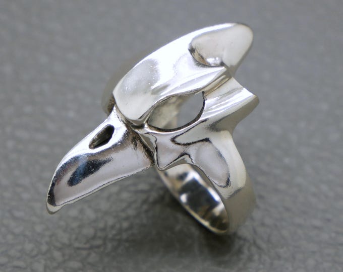 Vintage Solid Silver Raven Skull Ring Size 5.75, Viking Crow Skull Ring ...