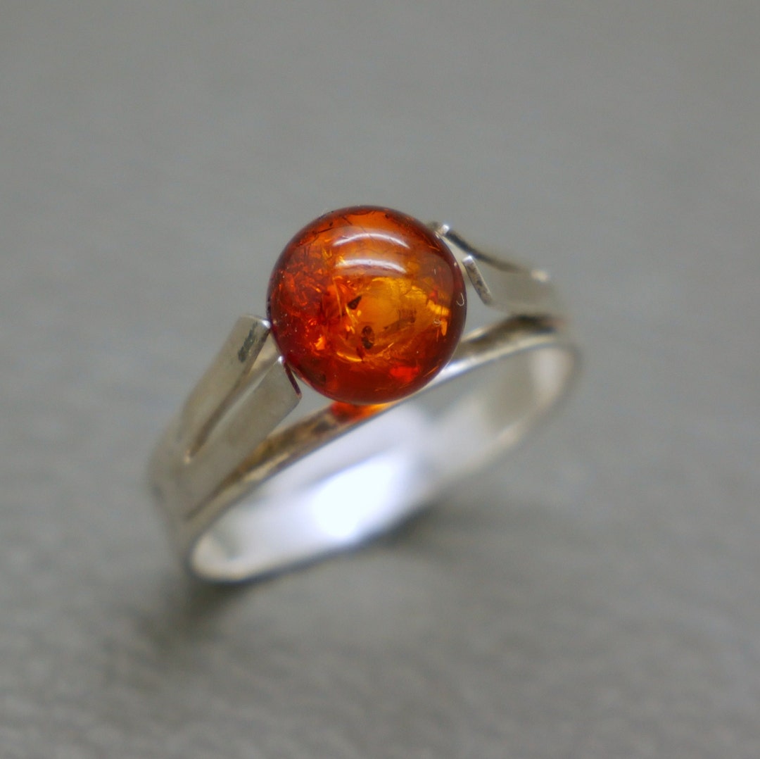Danish Design Amber & 830 Silver Ring Size 7.25 Genuine Baltic Amber ...