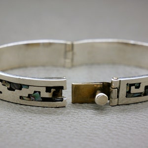 Mexican Sterling Silver Bracelet With Abalone Shell Inlay, Ethnic ...