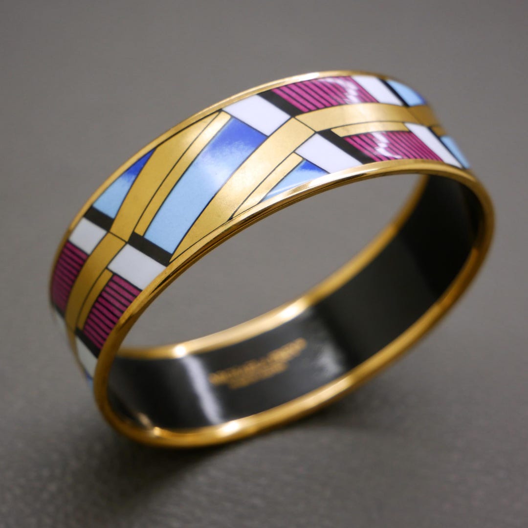 Michaela Frey Vintage Enameled Bangle Bracelet: 24ct Gold Plated ...
