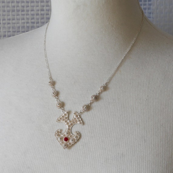 Sterling silver filigree necklace, hand crafted Javan… - Gem