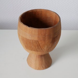Antique Wooden Goblet Vase H15cm, Scandinavian Hand Carved Wood, Rustic ...