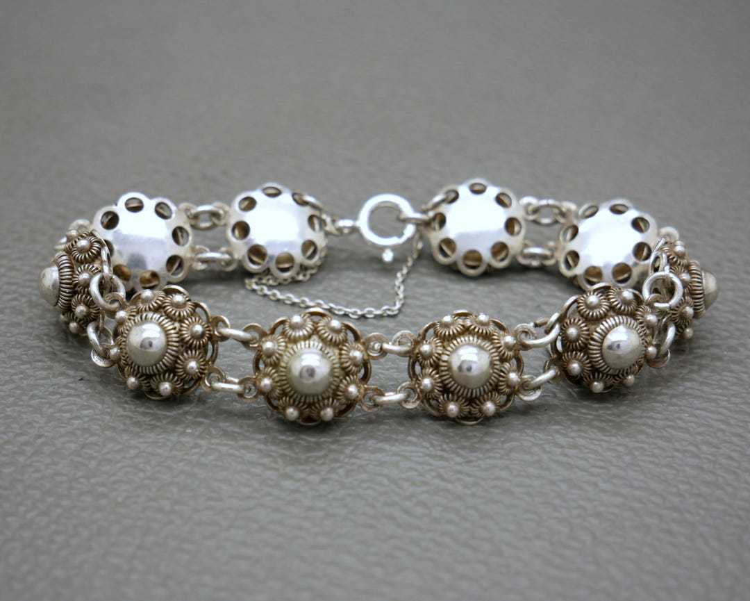 Vintage 835 Silver Dutch Button Bracelet 1950s Dutch Heritage Jewelry ...