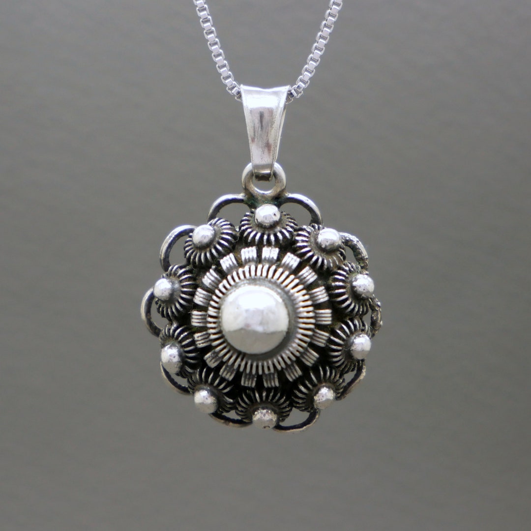 Dutch Button 835 Silver Filigree Pendant D2cm With Optional 18 ...