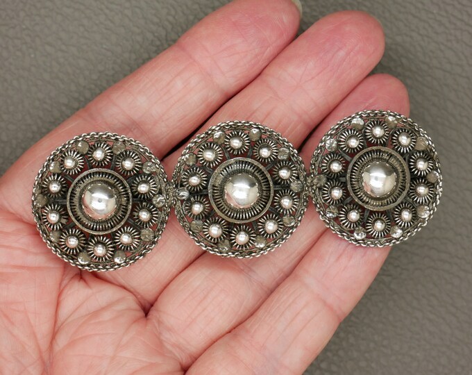 Extra Large Dutch Button Brooch From Holland, 835 Silver Antique ...