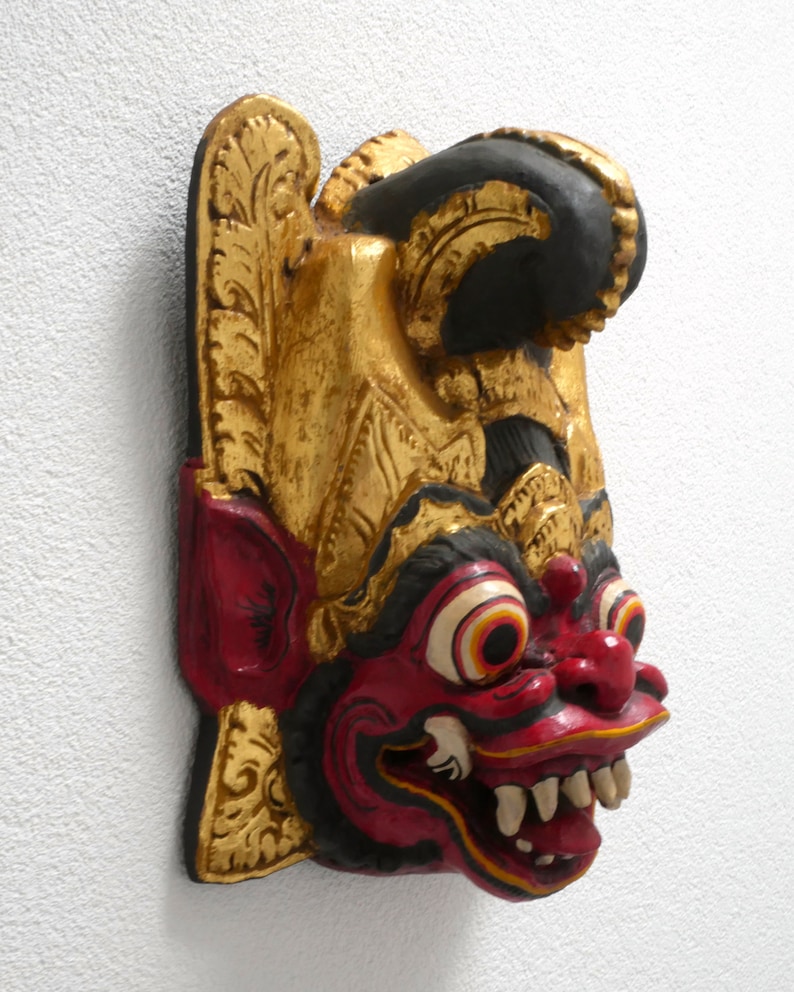 Balinese Barong Mask H32cm Polychrome Hand painted Carved | Etsy