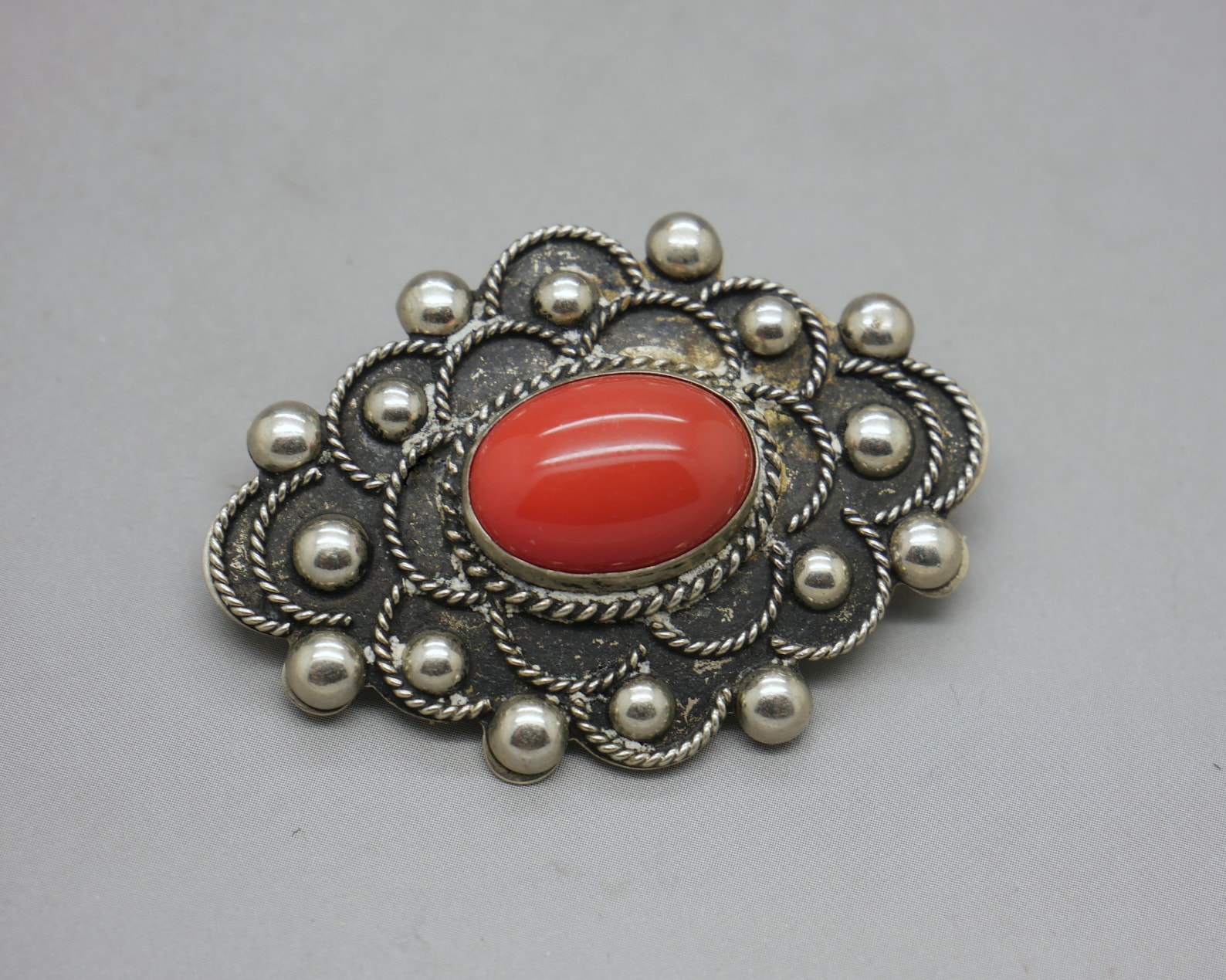 Vintage Coral Brooch Art Deco Style Filigree & Faux Red Coral - Etsy