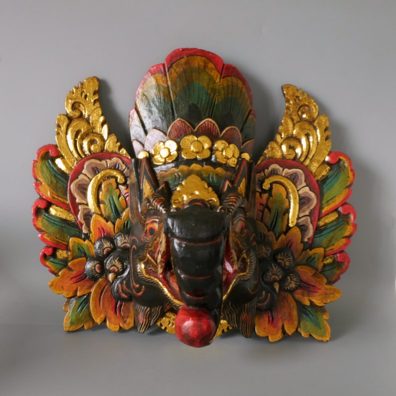 Balinese Elephant Barong Mask H35cm Polychrome Hand Painted - Etsy