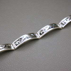 Mexican Sterling Silver Bracelet With Abalone Shell Inlay, Ethnic ...