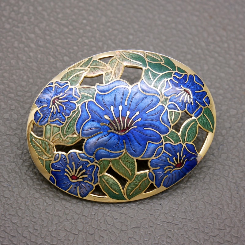Cloisonne Enamel Brooches - Etsy