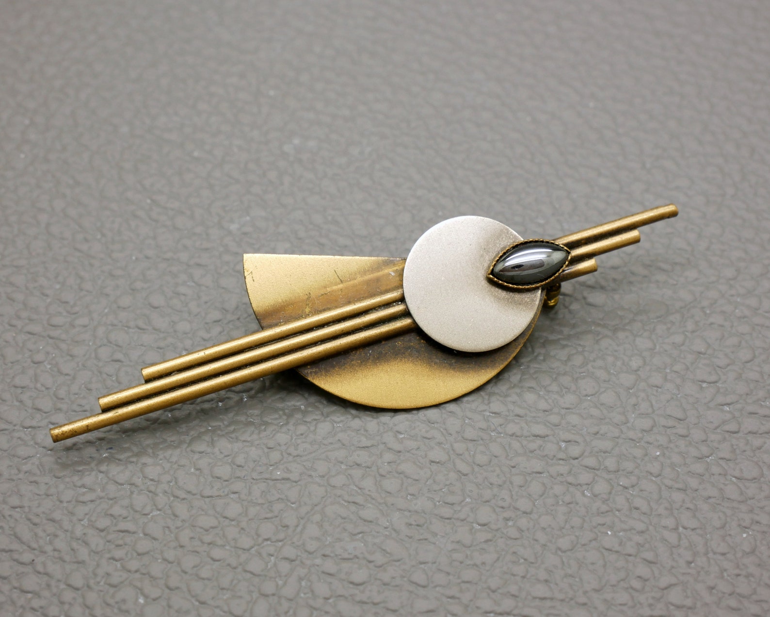 Antique Brass Pin Brooch Abstract Design 1920's Art Deco - Etsy