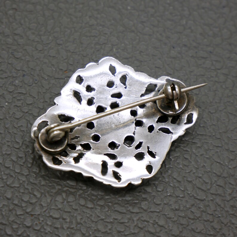 Antique Victorian Diamond Brooch – Old Mine Cut Diamonds & 835 Silver ...