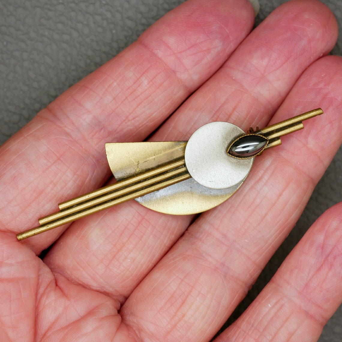 Antique Brass Pin Brooch Abstract Design 1920's Art Deco - Etsy