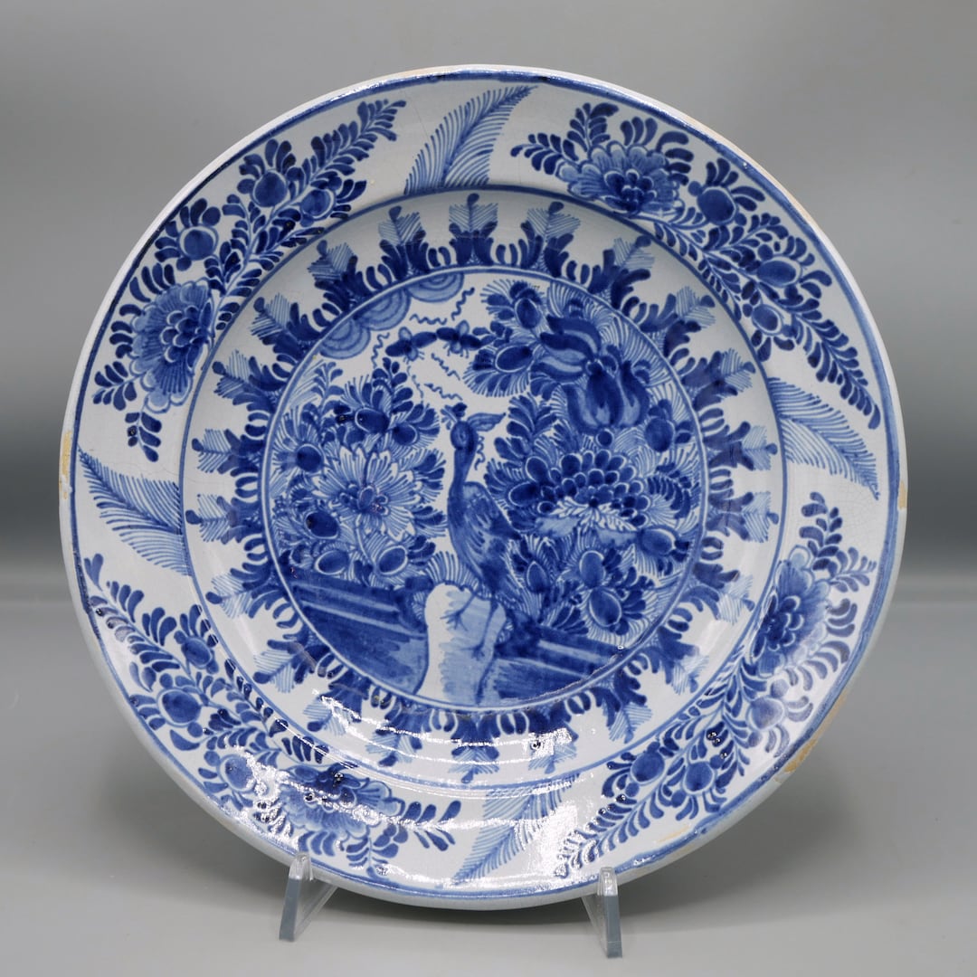 Antique Delft Blue Royal Makkum Wall Plate: Handpainted Chinoiserie ...