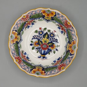 Makkum Small Serving Bowl D15cm With Hand Painted Flower Decor - Royal ...