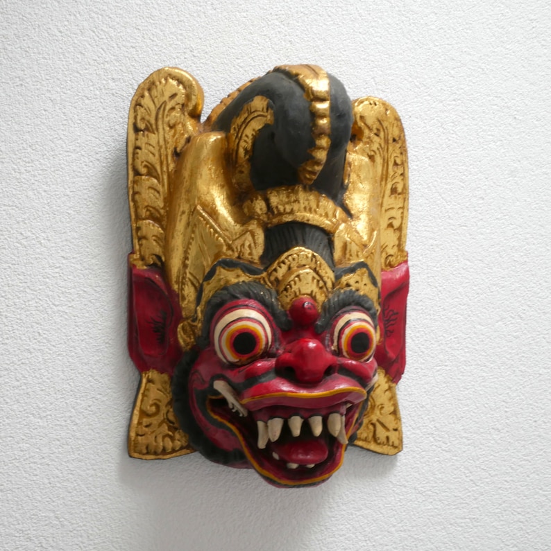 Balinese Barong Mask H32cm Polychrome Hand painted Carved | Etsy