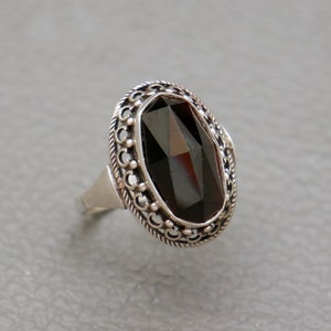 Antique Garnet Ring, 835 Silver & Rose Cut Natural Garnet, Dutch ...
