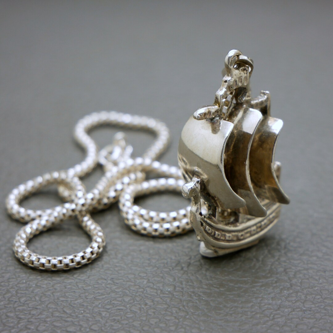 Vintage 835 Silver Sailing Ship Pendant With Optional 20" Sterling ...