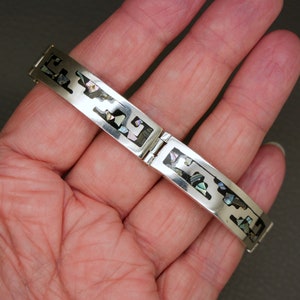 Mexican Sterling Silver Bracelet With Abalone Shell Inlay, Ethnic ...