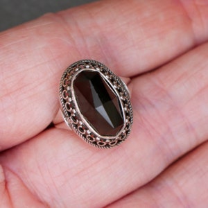 Antique Garnet Ring, 835 Silver & Rose Cut Natural Garnet, Dutch ...