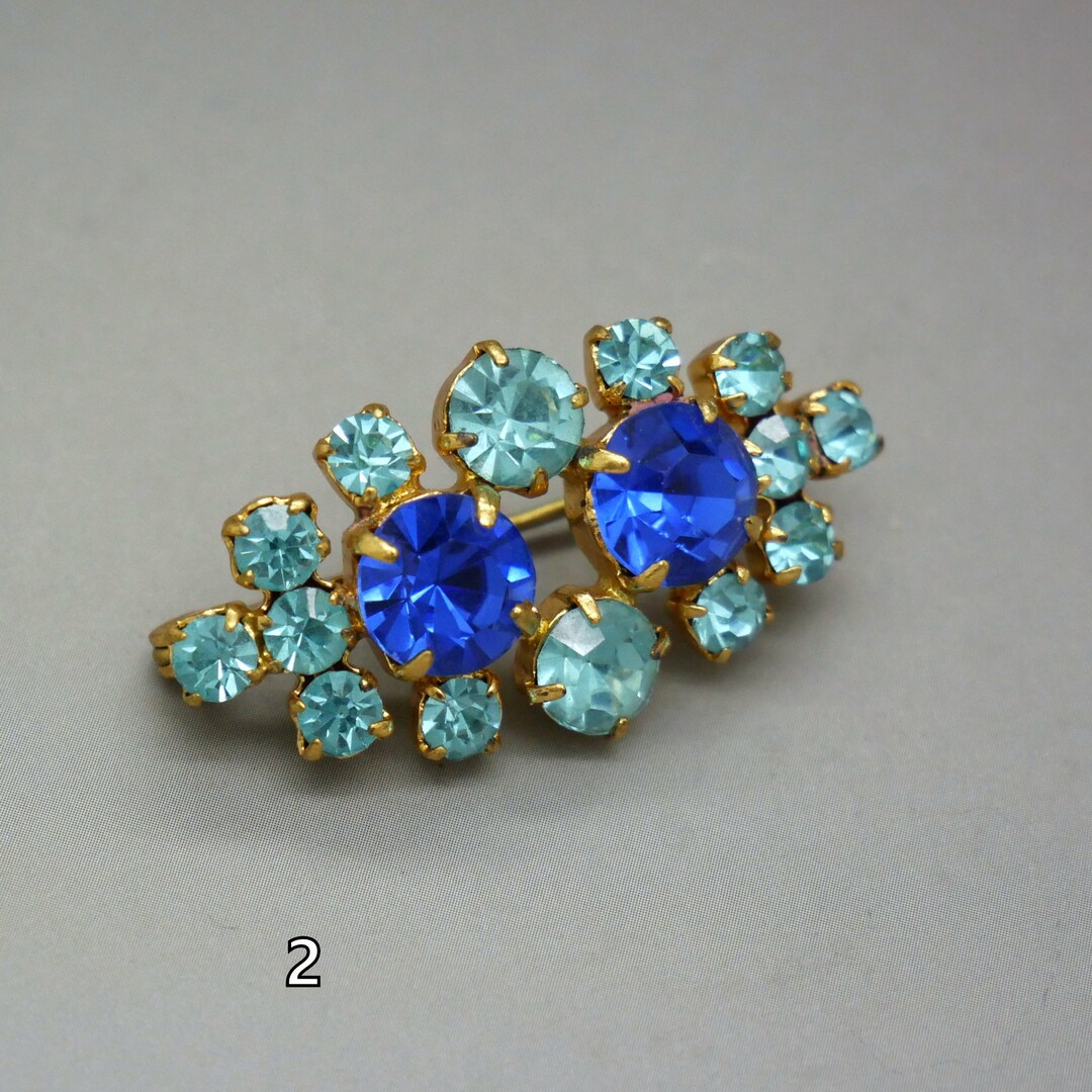 Sapphire Blue Strass Crystal Pin 1950s 1960s Mid Century - Etsy