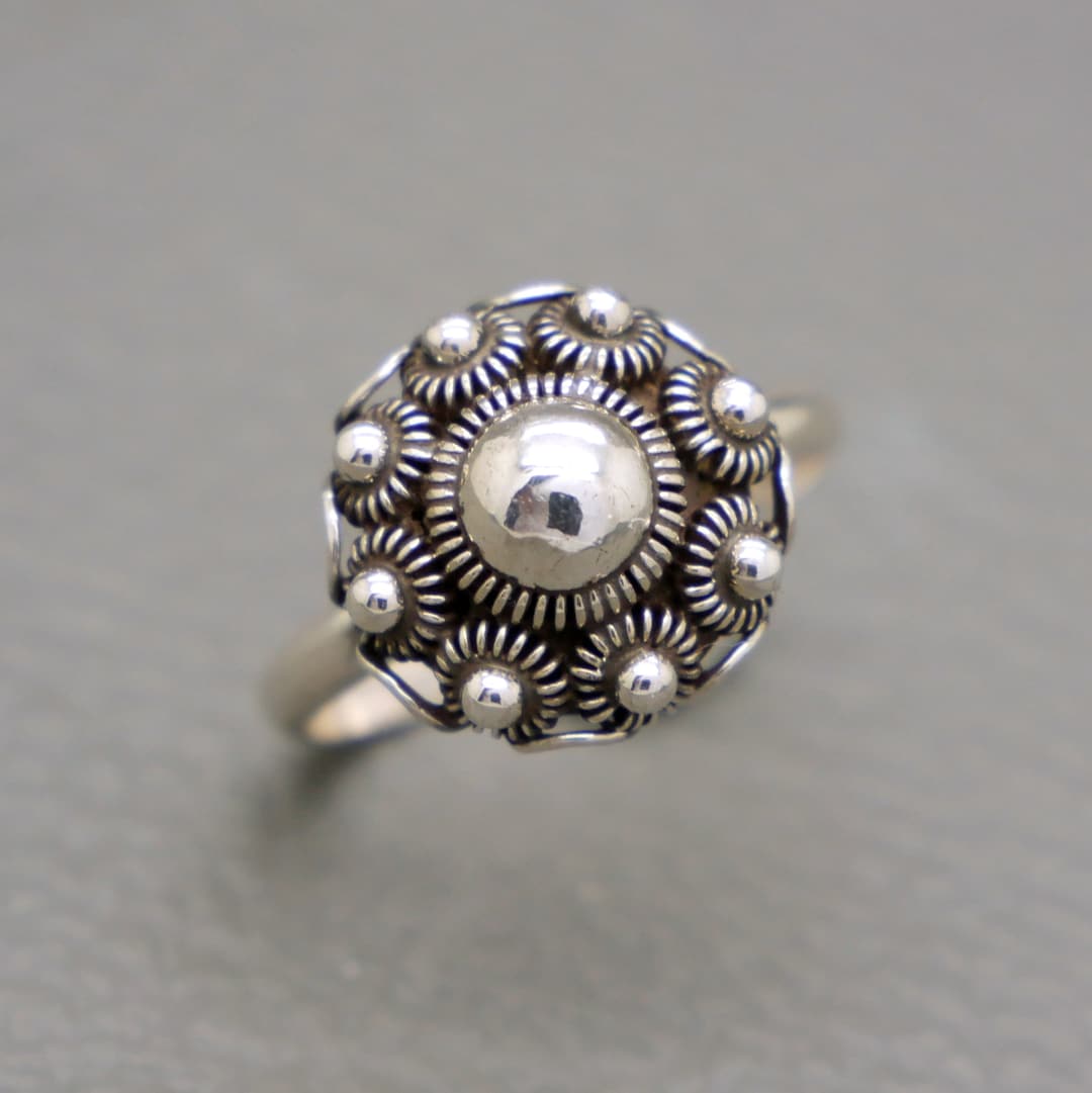 Vintage Dutch Button Ring, Handcrafted 835 Silver Filigree, Dutch ...