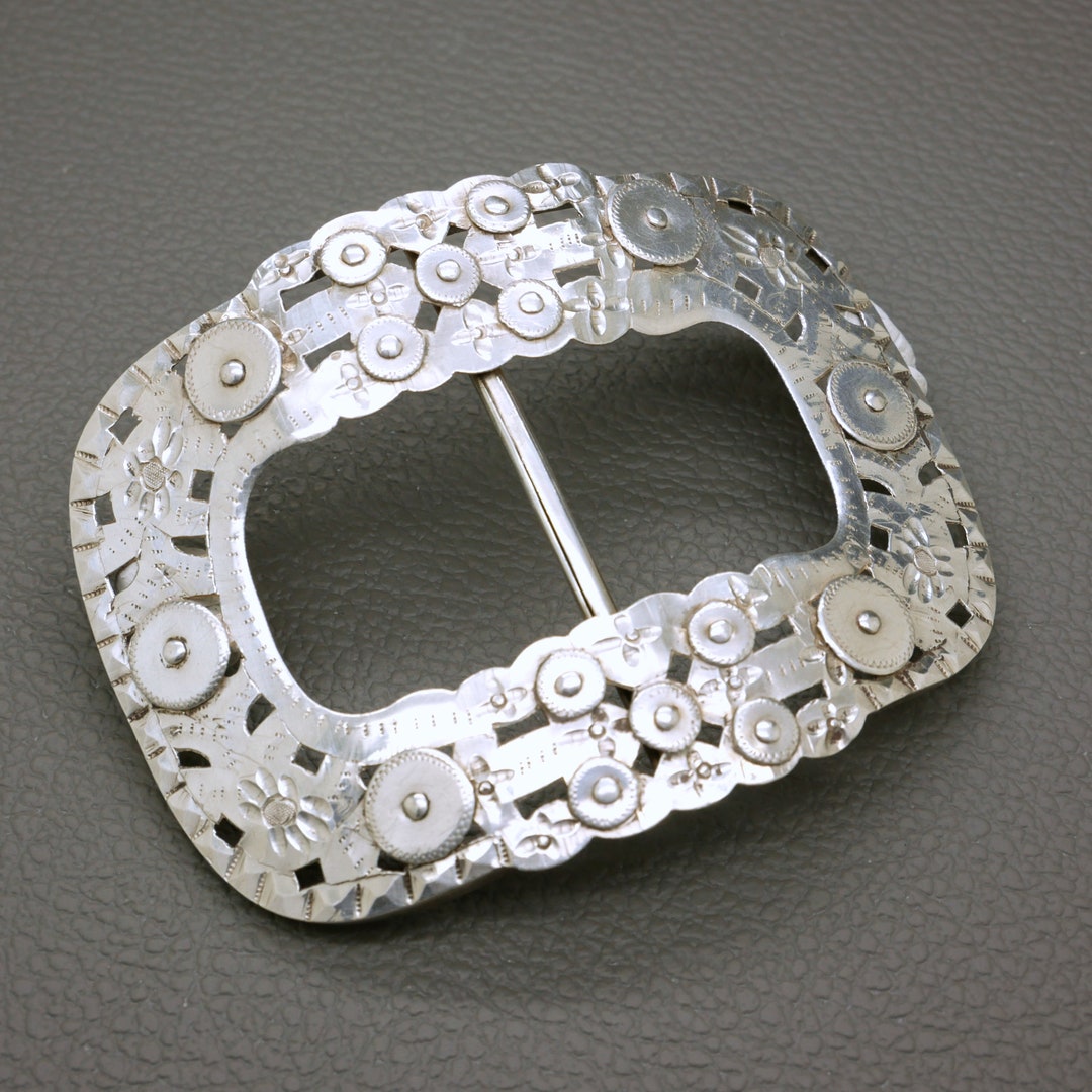 Antique Dutch 835 Silver Belt Buckle: 1900s Arts & Crafts Sash ...