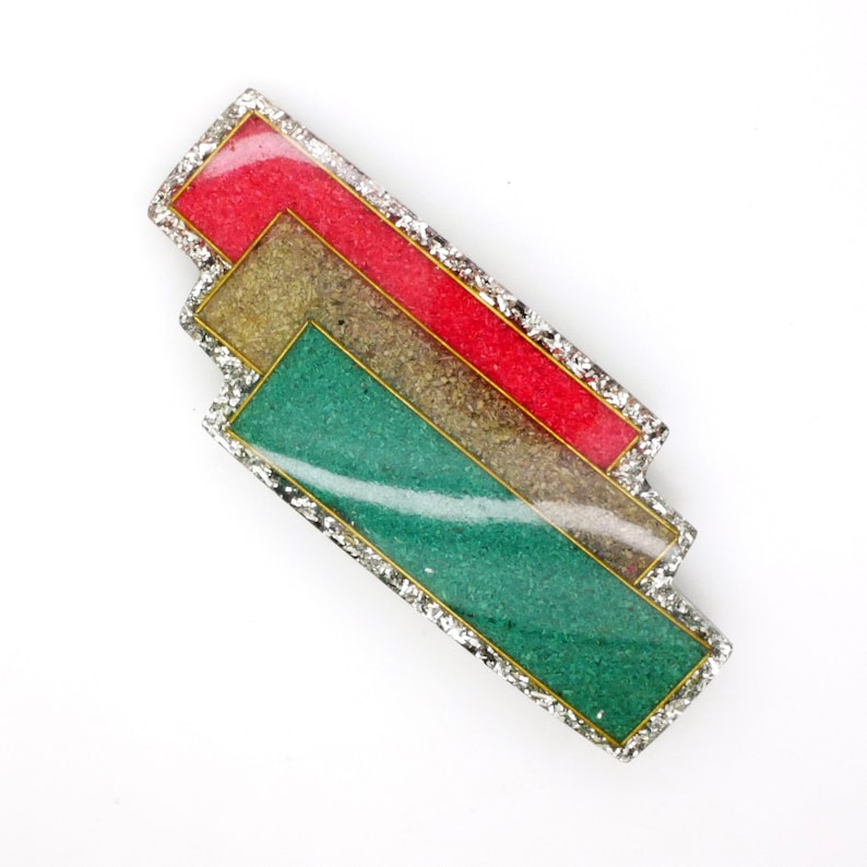 Geometric Design Brooch L8cm Green Brown Red Large Lucite - Etsy