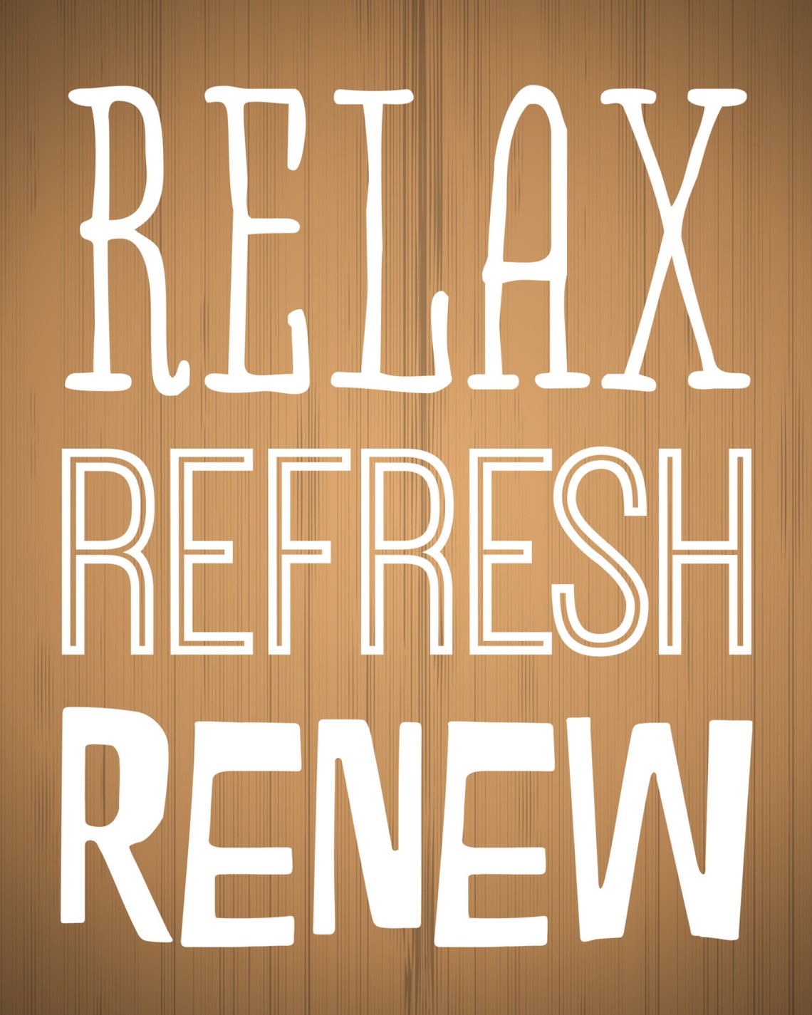 Relax Refresh Renew Typographical Printable Wall Decor Art for Your ...