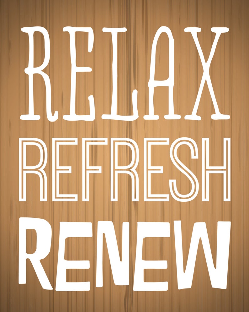 Relax Refresh Renew Typographical Printable Wall Decor Art for Your ...