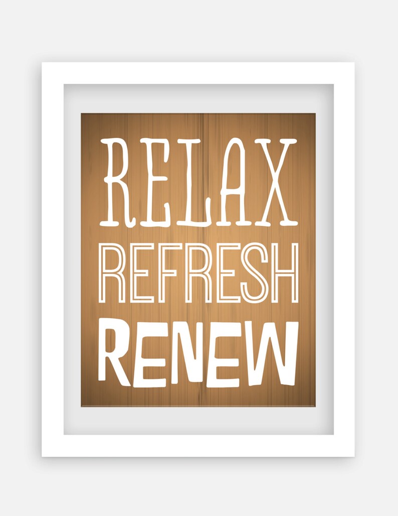 Relax Refresh Renew Typographical Printable Wall Decor Art for Your ...
