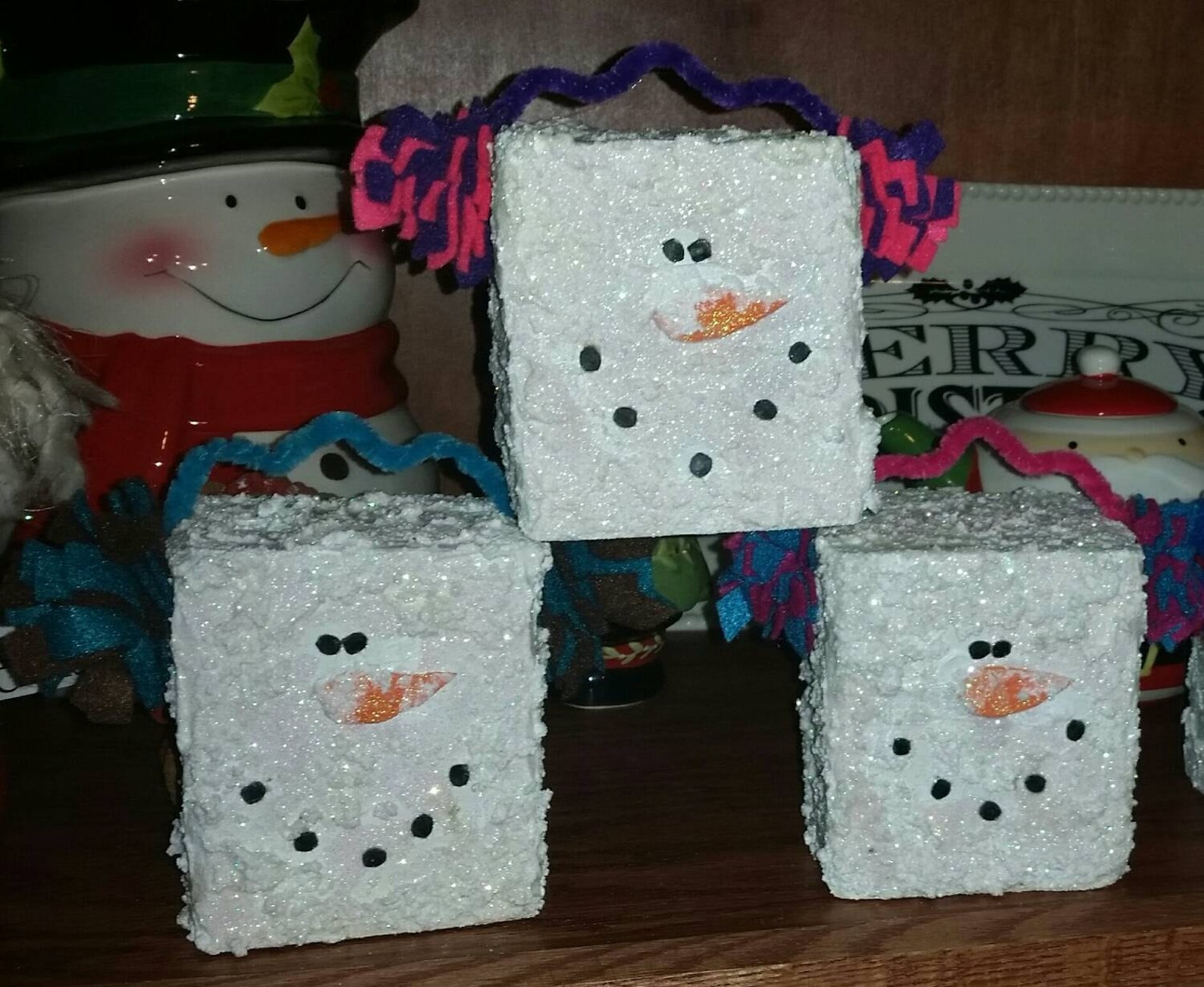 Handmade Wooden Snowman Block Wood Snowman Handmade Snowman - Etsy