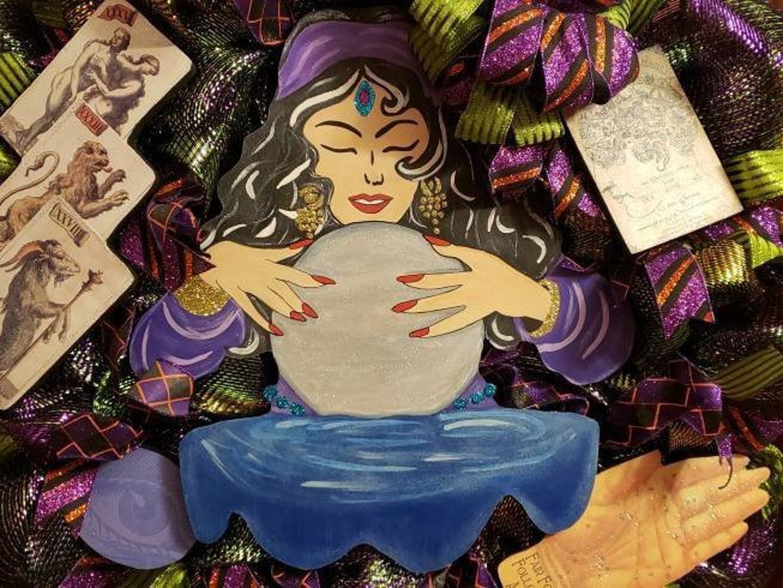 Halloween Psychic Fortune Teller Wreath Crystal Ball Sign - Etsy