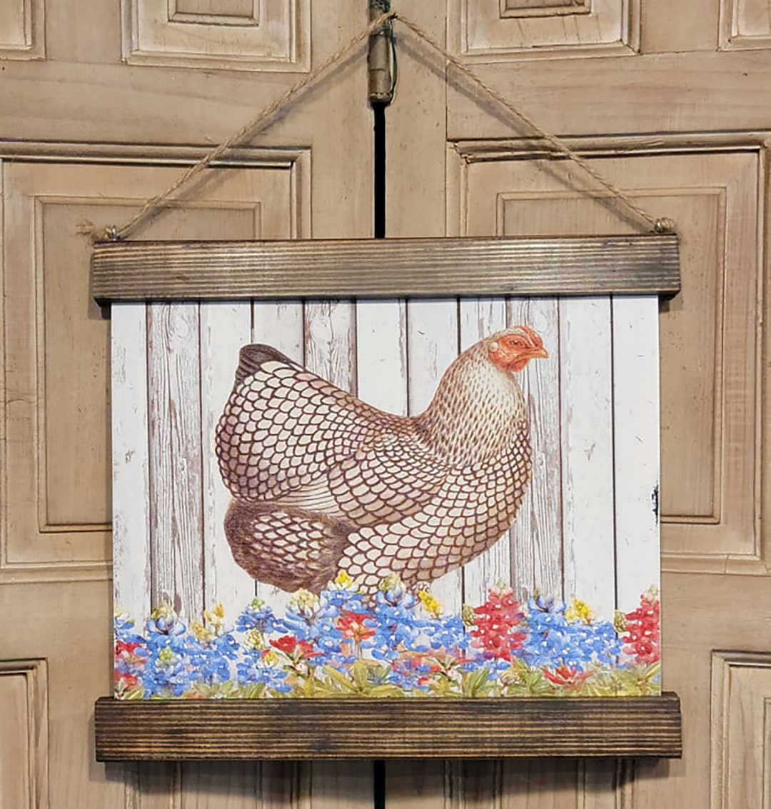 Farmhouse Texas Bluebonnet and Indian Paintbrush Chicken Hen Canvas ...