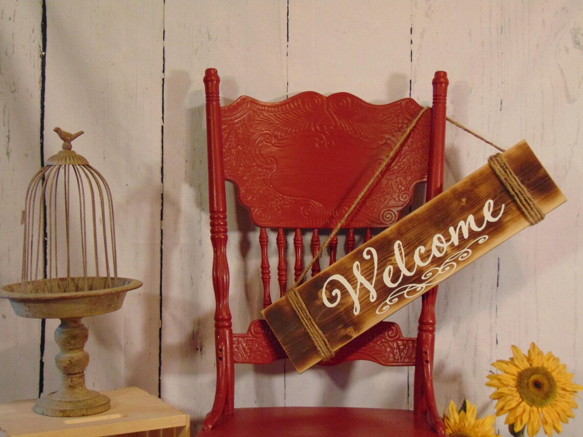 Handmade Rustic Wood Welcome Sign Torched Wood Welcome Sign | Etsy