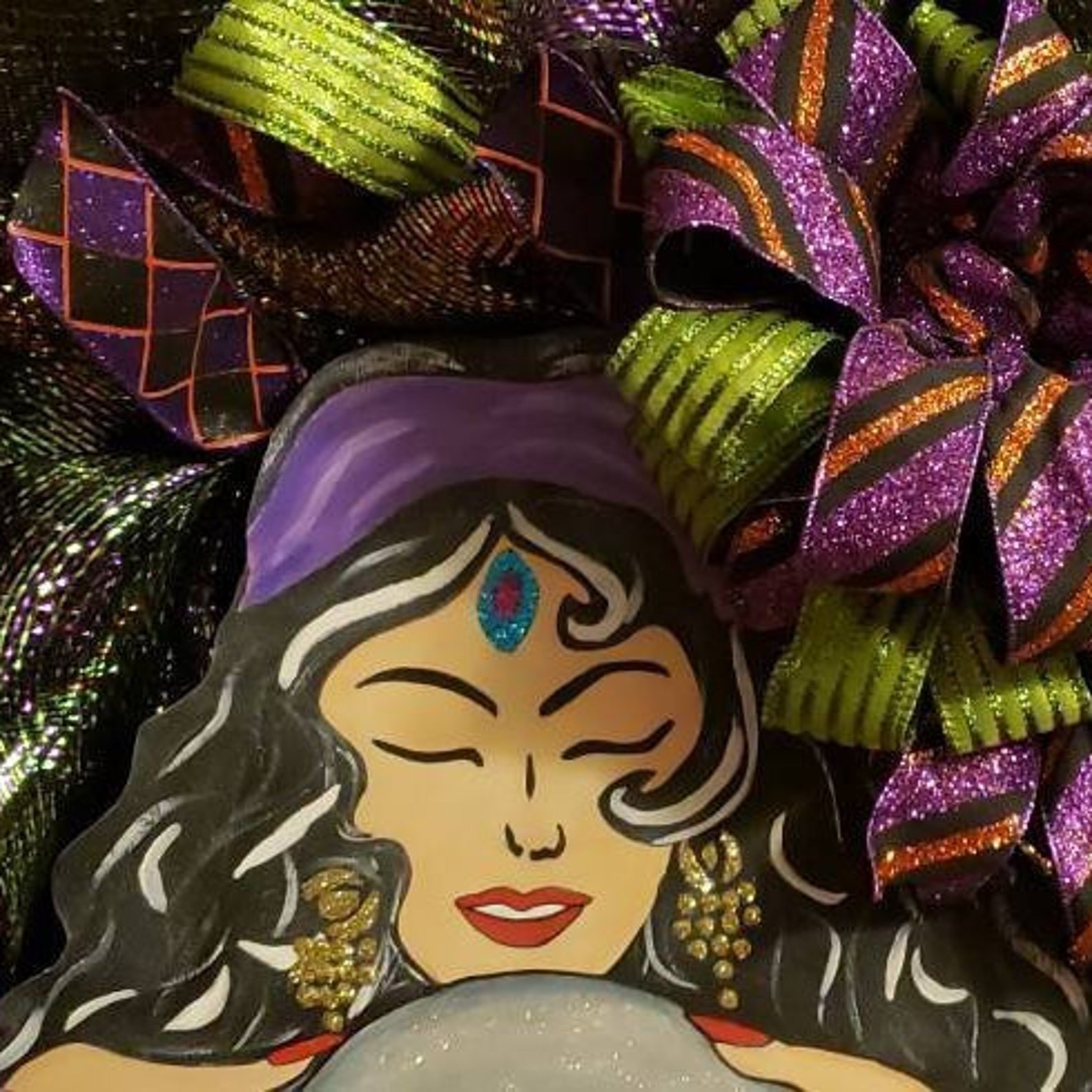 Halloween Psychic Fortune Teller Wreath Crystal Ball Sign - Etsy