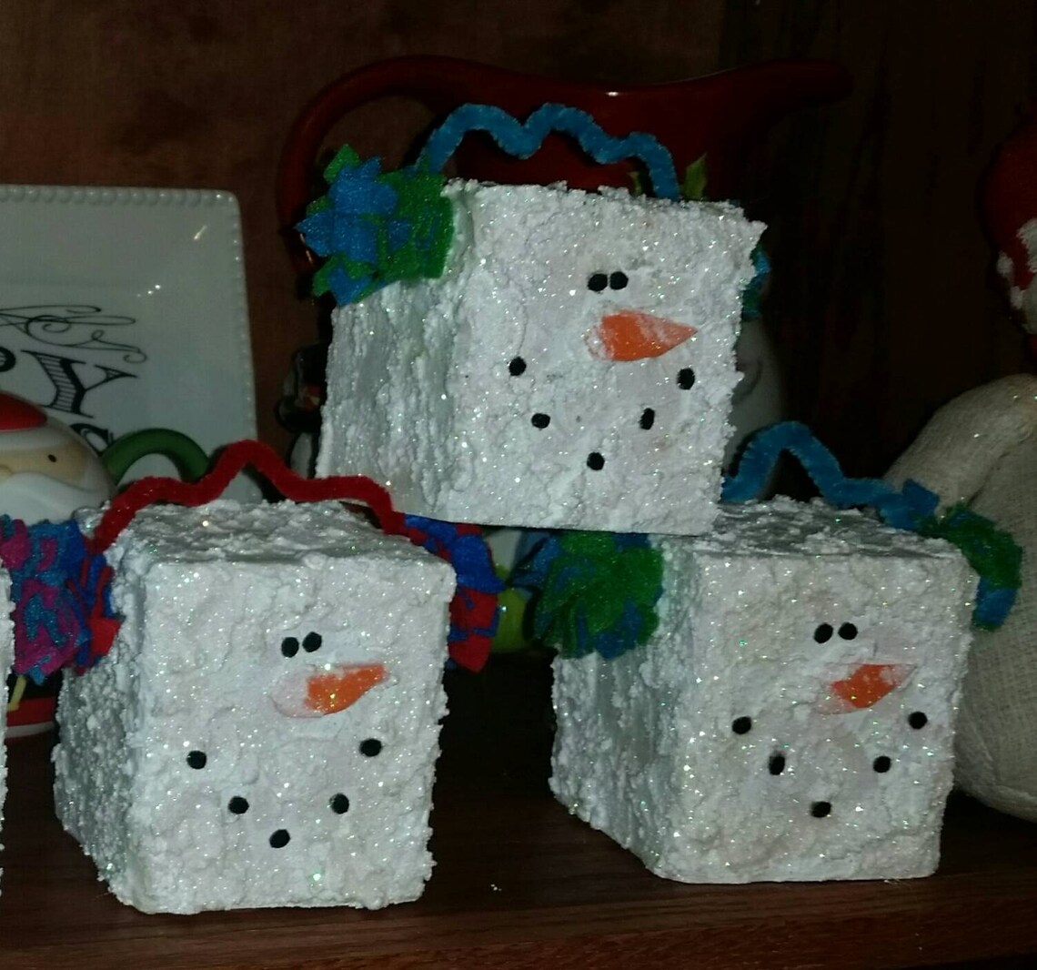 Handmade Wooden Snowman Block Wood Snowman Handmade Snowman - Etsy