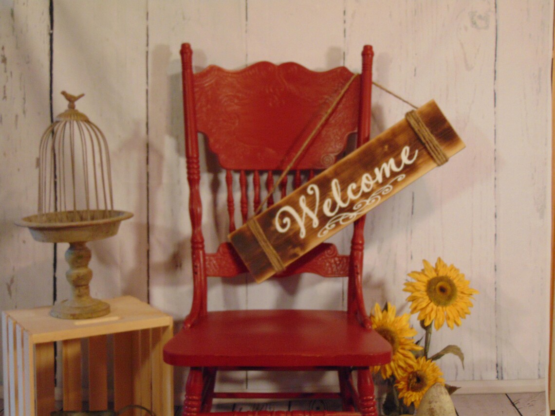 Handmade Rustic Wood Welcome Sign Torched Wood Welcome Sign | Etsy